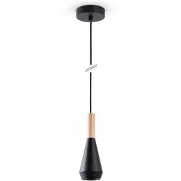 Paco Home - Pendelleuchte Esstisch Lampe Küche Wohnzimmer Lampenschirm Stahl Holz GU10 Schwarz, Ø9cm