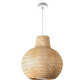 Paco Home Deckenlampe Bambus Hängeleuchte Boho Wohnzimmer Korblampe Hängend Vintage E27 Natur (Ø42 cm), Pendelleuchte - Typ 4