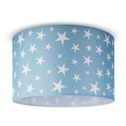 Paco Home - Deckenlampe Kinderzimmer Pendelleuchte Baby Lampenschirm Stoff Rund Sterne Design 5 (Ø45,5 cm), Deckenleuchte - Weiß