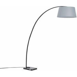 Beliani Stehlampe Grau Metall 188 cm Stoffschirm Marmorfuß langes Kabel mit Schalter Bogenlampe Modernes Design - Weiß