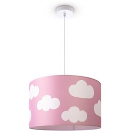 Paco Home - Deckenlampe Kinderzimmer Pendelleuchte Baby Lampenschirm Stoff Rund Sterne Pendelleuchte - Weiß, Design 11 (Ø45,5 cm)