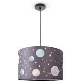 Deckenlampe Kinderzimmer Pendelleuchte Baby Lampenschirm Stoff Rund Sterne Pendelleuchte - Schwarz, Design 8 (Ø45,5 cm) - Paco Home