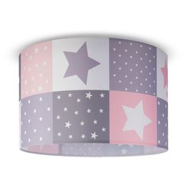 Paco Home - Deckenlampe Kinder Pendelleuchte Kinderzimmer Stoffschirm Rund Bunt Baby E27 Deckenleuchte - Weiß, Pink (Ø45,5cm)