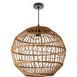 Pendelleuchte Wohnzimmer Boho Korbleuchten Pendellampe Rattan Hängeleuchte Natur (Ø40cm), Pendelleuchte - Typ 6 - Paco Home