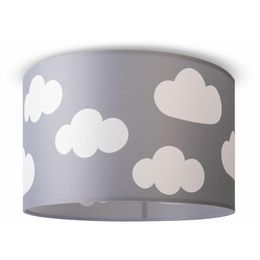 Paco Home - Deckenlampe Kinderzimmer Pendelleuchte Baby Lampenschirm Stoff Rund Sterne Deckenleuchte - Weiß, Design 10 (Ø45,5 cm)