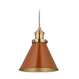 Hängelampe Industrial, HxD: 130 x 18,5 cm, Metall Pendelleuchte, E27-Fassung, Esszimmer Lampe, rot/messing - Relaxdays