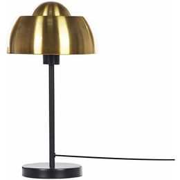 Beliani Tischlampe Gold / Schwarz aus Metall 44 cm runder Schirm Kabel mit Schalter Industrie Look Modernes Design - Schwarz