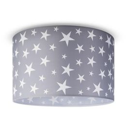 Paco Home - Deckenlampe Kinderzimmer Pendelleuchte Baby Lampenschirm Stoff Rund Sterne Design 6 (Ø45,5 cm), Deckenleuchte - Weiß