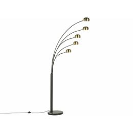 Beliani Stehlampe Schwarz/Gold aus Metall 210 cm 5-flammig Marmorfuß verstellbare Schirme langes Kabel mit Schalter Bogenlampe Industrie Look - Schwarz