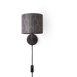 Tischlampe Nachttisch Stoffschirm Wandleuchte Wohnzimmer Tischleuchte Vintage Wandleuchte - Schwarz, Design 5 (Ø18 cm) - Paco Home