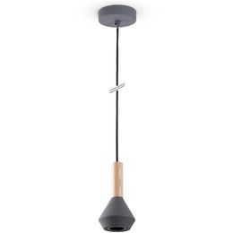 Paco Home - Pendelleuchte Esstisch Lampe Küche Wohnzimmer Lampenschirm Stahl Holz GU10 Grau, Ø10cm