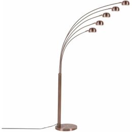 Beliani Stehlampe Kupfer Metall 210 cm 5-flammig verstellbare Schirme langes Kabel mit Schalter Bogenlampe Industrie Look - Kupfer