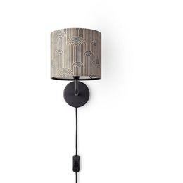 Tischlampe Nachttisch Stoffschirm Wandleuchte Wohnzimmer Tischleuchte Vintage Wandleuchte - Schwarz, Design 9 (Ø18 cm) - Paco Home