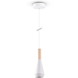 Paco Home - Pendelleuchte Esstisch Lampe Küche Wohnzimmer Lampenschirm Stahl Holz GU10 Weiß, Ø9cm