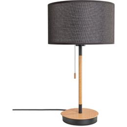 Paco Home - Stehleuchte Wohnzimmer Stoffschirm Tischlampe Textil Schirm E27 Nachtlicht Schwarz (Ø28cm), Tischleuchte - Schwarz
