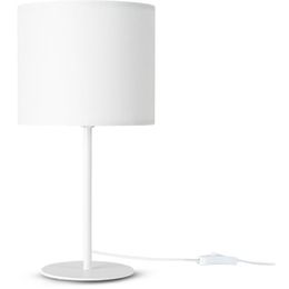 Paco Home - Tischlampe Wandleuchte Wohnzimmerlampe Schlafzimmer Lampenschirm Stoff Uni Tischleuchte - Weiß, Weiß (Ø18 cm)
