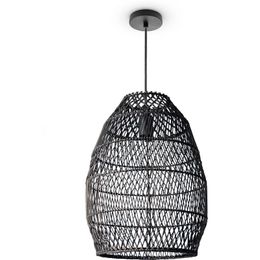 Paco Home - Pendelleuchte Wohnzimmer Boho Korbleuchten Pendellampe Rattan Hängeleuchte Schwarz (Ø30cm), Pendelleuchte - Typ 3