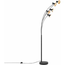 Beliani Stehlampe Schwarz Metall 205 cm 5-flammig verstellbare Schirme langes Kabel mit Schalter Bogenlampe Industrie Design - Schwarz