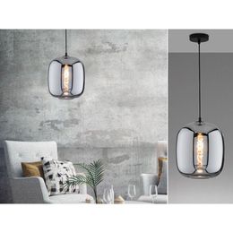 meineWunschleuchte Led Pendelleuchte Industrial einflammig Rauchglas - Glaskugel ø 25cm, 150cm lang