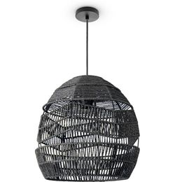 Pendelleuchte Wohnzimmer Boho Korbleuchten Pendellampe Rattan Hängeleuchte Schwarz (Ø31 cm), Pendelleuchte - Typ 4 - Paco Home