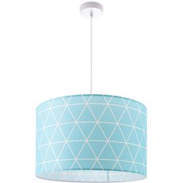 Deckenlampe Pendelleuchte Wohnzimmer Schlafzimmer Hängelampe Skandi Rauten E27 Blau (Ø38cm), Pendelleuchte - Weiß - Paco Home