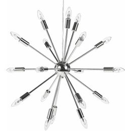 Beliani - Hängeleuchte Silber Metall 18-flammig sternförmiger Schirm Sonnen-Optik Moderner Glamouröser Stil - Silber