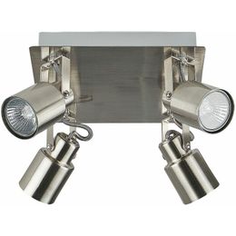 Beliani Deckenleuchte Silber aus Metall 4-flammig Verstellbare Lampenschirme in Zylinderform Quadratischer Lampensockel Industrie Look Modern - Silber