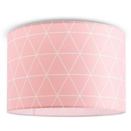 Paco Home - Deckenlampe Pendelleuchte Wohnzimmer Schlafzimmer Hängelampe Skandi Rauten E27 Pink (Ø38cm), Deckenleuchte - Weiß