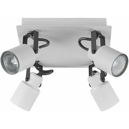 Beliani Deckenleuchte Weiß aus Metall 4-flammig Verstellbare Lampenschirme in Zylinderform Quadratischer Lampensockel Industrie Look Modernes Design - Weiß