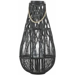 Beliani Laterne Schwarz 39 x 75 cm Glas mit Holz Kerzenhalter Dekorativ Gebogene Form Modern - Schwarz