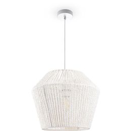 Paco Home - Pendelleuchte Esstisch Hängelampe Esszimmer Lampe E27 Papier Boho Rattan Pendelleuchte - Weiß, Weiß (Ø33cm)