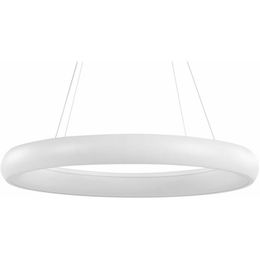 Beliani Led Hängelampe Weiß Stahl u. Acryl ø 60 cm Rund Ringform mit Langem Kabel Modern für Flur Küche Esstisch Wohnküche Hohe Decken Innenräume - Weiß