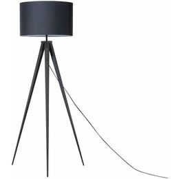 Beliani Stehlampe Schwarz Metall 156 cm runder Stoffschirm Dreibeinig langes Kabel mit Schalter Modernes Design - Schwarz