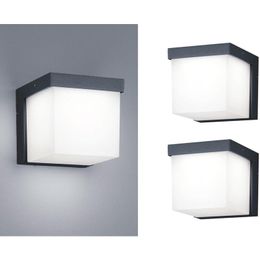 Trio Leuchten - Moderne led Außenwandlampen in Anthrazit IP54 - 2er Set Außenbeleuchtung Haus