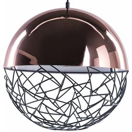 Beliani Hängeleuchte Kupfer Metall Schirm in Kugelform mit Netz-Optik in Schwarz Minimalistischer Stil - Kupfer
