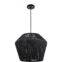 Paco Home - Pendelleuchte Esstisch Hängelampe Esszimmer Lampe E27 Papier Boho Rattan Pendelleuchte - Schwarz, Schwarz (Ø33cm)