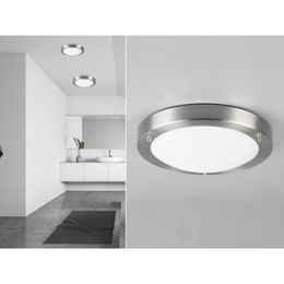 Trio LED Bad Deckenleuchten in Silber mit Glas Opal Weiß Ø 31,5cm - Badlampen