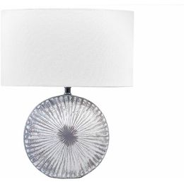 Beliani Tischlampe Grau Keramikfuß Stoffschirm Glänzend Nachttischlampe Schreibtischlampe Klassisches Design - Grau
