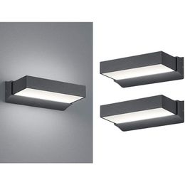 Trio Leuchten - Moderne led Außenwandleuchte Anthrazit IP65 - 2er set für Fassadenbeleuchtung