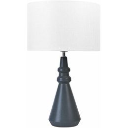 Beliani Tischlampe Schwarz Keramik 66 cm Weißer Trommelschirm Handgefertigt Nachttisch Wohnzimmer Schlafzimmer Beleuchtung - Schwarz
