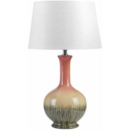 Beliani Tischlampe aus Keramik mehrfarbig Leinen Lackiert Nachttischlampe Schreibtischleuchte Modernes Design - Bunt
