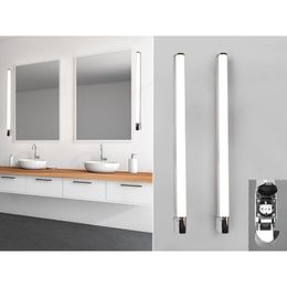 Trio LED Bad Wandleuchten 2er Set mit Steckdose Chrom 119cm - Spiegelleuchte