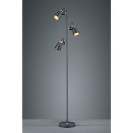 Trio Led Stehleuchte 3-flammig in Schwarz Gold, Spots schwenkbar, 160cm hoch