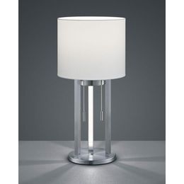 Trio Leuchten - led Tischlampe modern mit weißem Stoff Schirm, Höhe 53cm