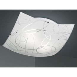 Trio Leuchten - Eckige led Deckenleuchte dimmbar 50x50cm aus Glas mit modernem Dekor