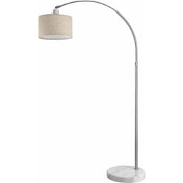 Monzana - Bogenlampe Stoffschirm Marmorfuß 150-175 cm Höhenverstellbar E27 Wohnzimmer Schlafzimmer Stehlampe Standleuchte Leinen