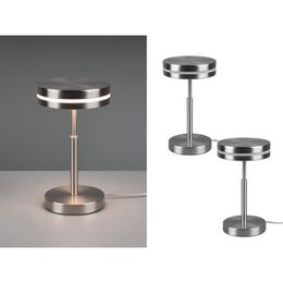 Trio 2-er Set kleine LED Tischleuchten rund, Höhe 25cm, Silber