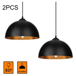 Pendelleuchte Lampenschirm 2er Set Pendellampe Industrielle Vintage Metall E27 Hängelampe 60W Hängeleuchte Deckenlampe ø 30cm - schwarz - HENGDA