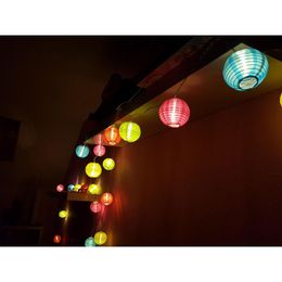 Spetebo Led Party Lichterkette mit 20 Lampions - bunt - Außen Innen Lampion Girlande Strom