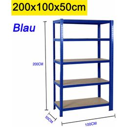 Day Plus - Blau Schwerlastregal Lagerregal Kellerregal Metall Werkstattregal Regal Steckregal ,Lagerregal mit 5 Regalböden,bis 875 kg belastbar